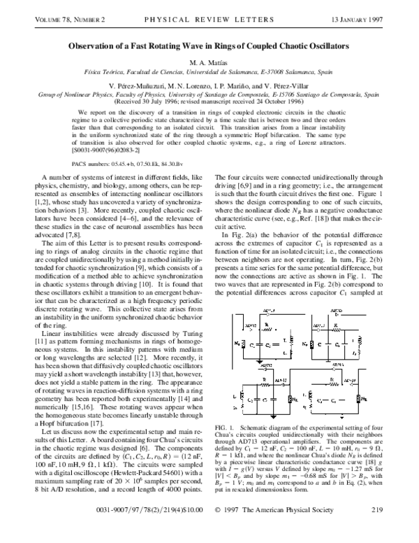 (PDF) Observation of a Fast Rotating Wave in Rings of Coupled Chaotic ...