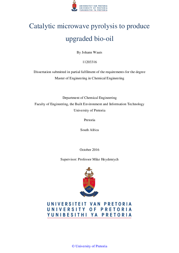 (PDF) Catalytic microwave pyrolysis to produce upgraded bio-oil