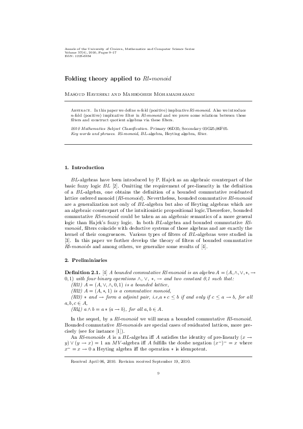 (PDF) Folding theory applied to Rl-monoid