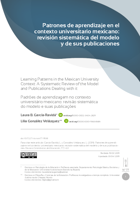 (PDF) Patrones de aprendizaje en el contexto universitario mexicano: revisión sistemática del ...