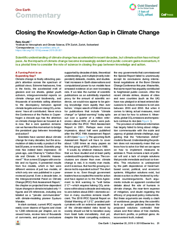 (PDF) Closing the Knowledge-Action Gap in Climate Change