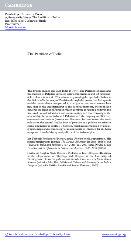 (PDF) The Partition of India