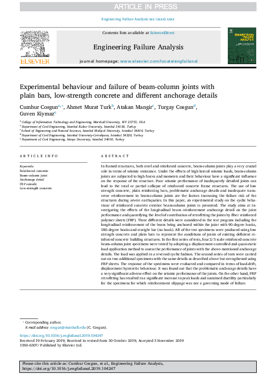 (PDF) Experimental behaviour and failure of beam-column joints with ...