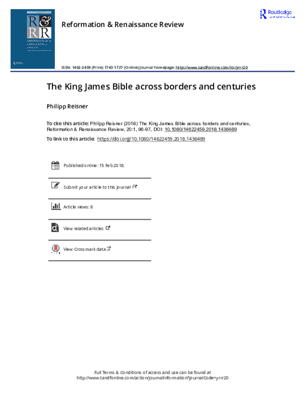 (PDF) The King James Bible across borders and centuries