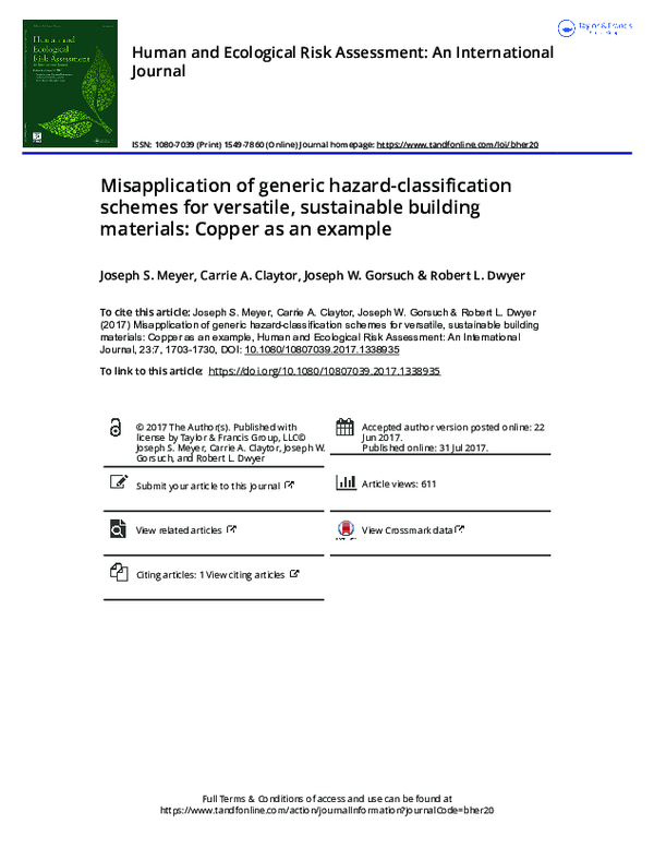 (PDF) Misapplication of generic hazard-classification schemes for ...