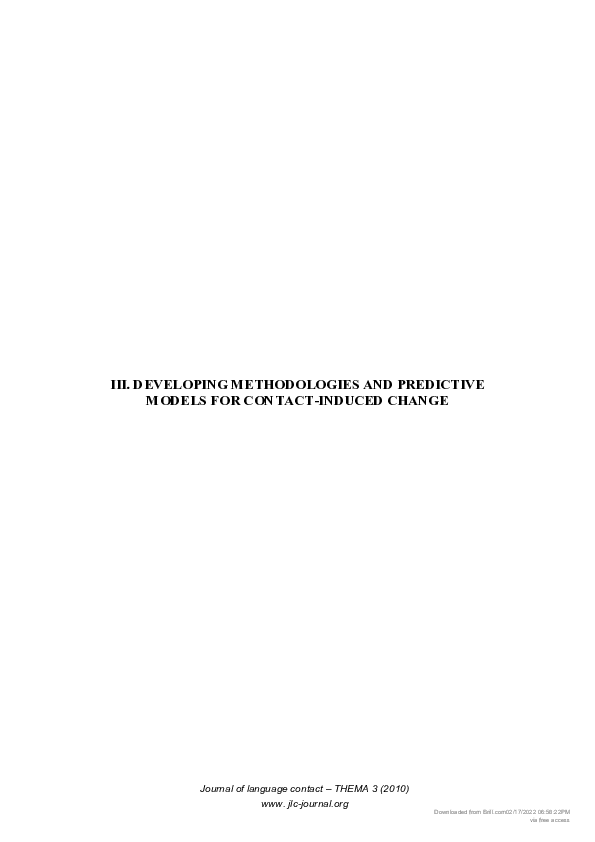 (PDF) Some Methodological Problems in the Study of Language Contact ...