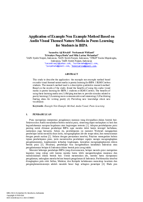 (PDF) Application of Example Non Example Method Based on Audio Visual ...