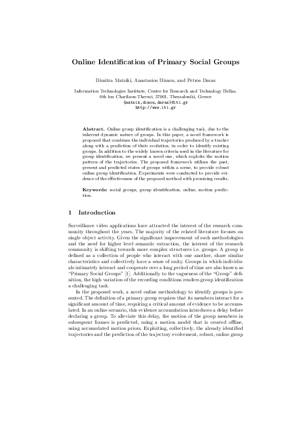 (PDF) Online Identification of Primary Social Groups
