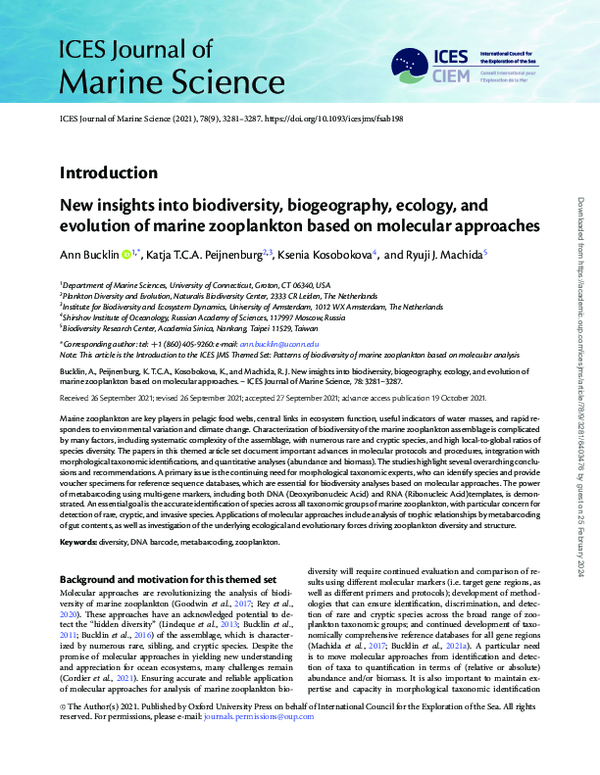 (PDF) New insights into biodiversity, biogeography, ecology, and evolution of marine zooplankton ...