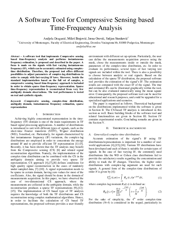 (PDF) A software tool for compressive sensing based time-frequency analysis