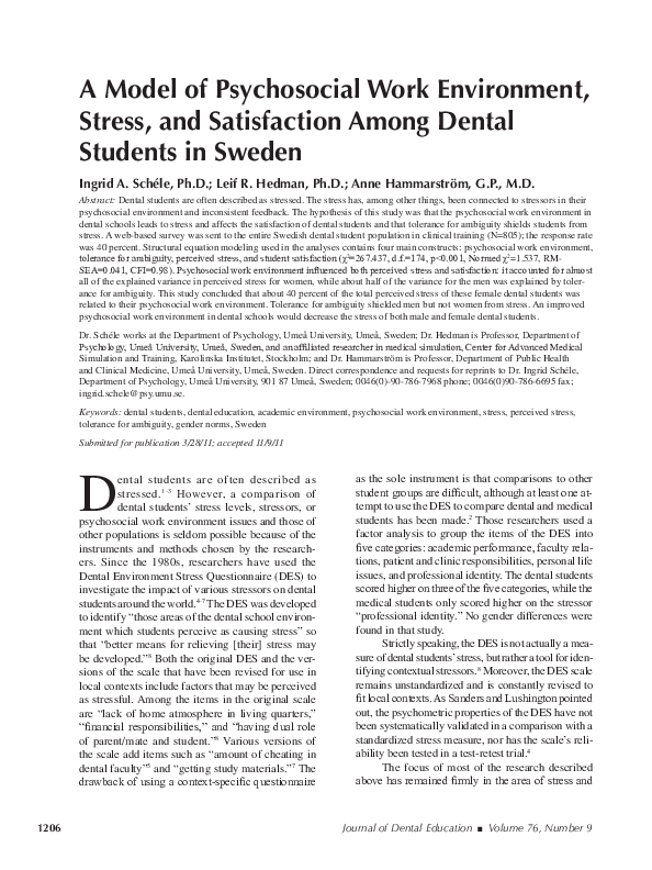 (PDF) A Model of Psychosocial Work Environment, Stress, and ...