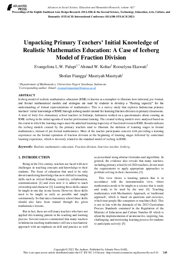 (PDF) Unpacking Primary Teachers’ Initial Knowledge of Realistic ...