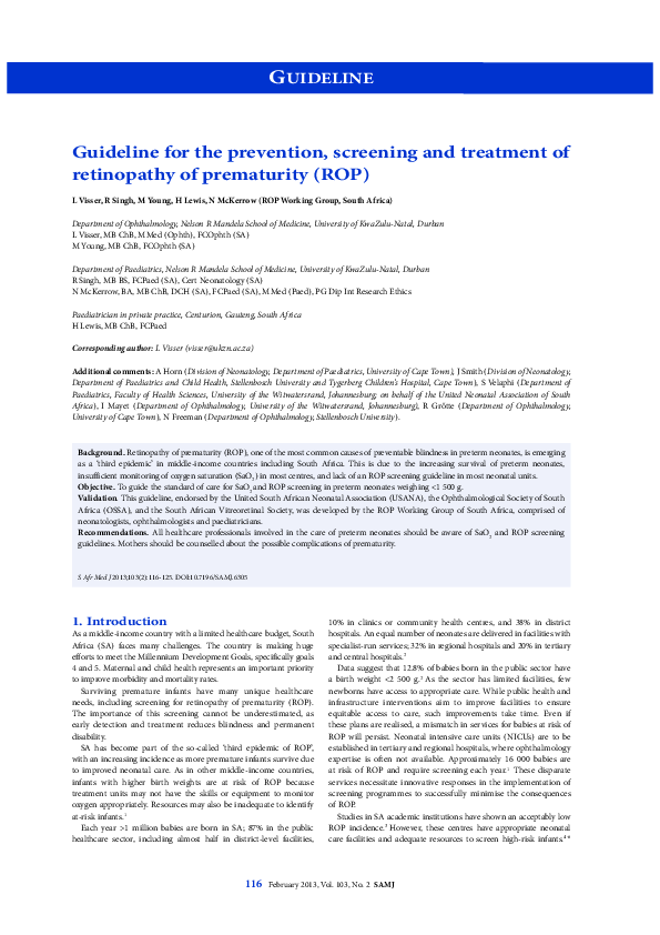 (PDF) Guideline for the prevention, screening and treatment of ...