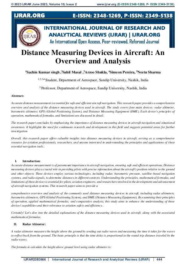 (PDF) Distance Measuring Devices in Aircraft: An Overview and Analysis