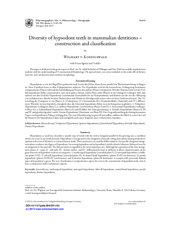 (PDF) Diversity of hypsodont teeth in mammalian dentitions ...