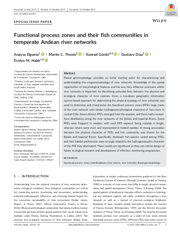 (PDF) Functional process zones and their fish communities in temperate ...