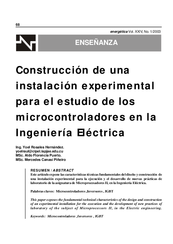 (PDF) Construcción de una instalación experimental para el estudio de los microcontroladores en ...