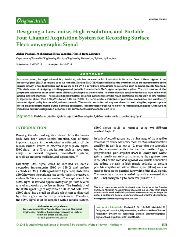 (PDF) Designing a low-noise, high-resolution, and portable four channel acquisition system for ...