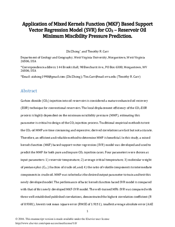 (PDF) Application of mixed kernels function (MKF) based support vector regression model (SVR ...