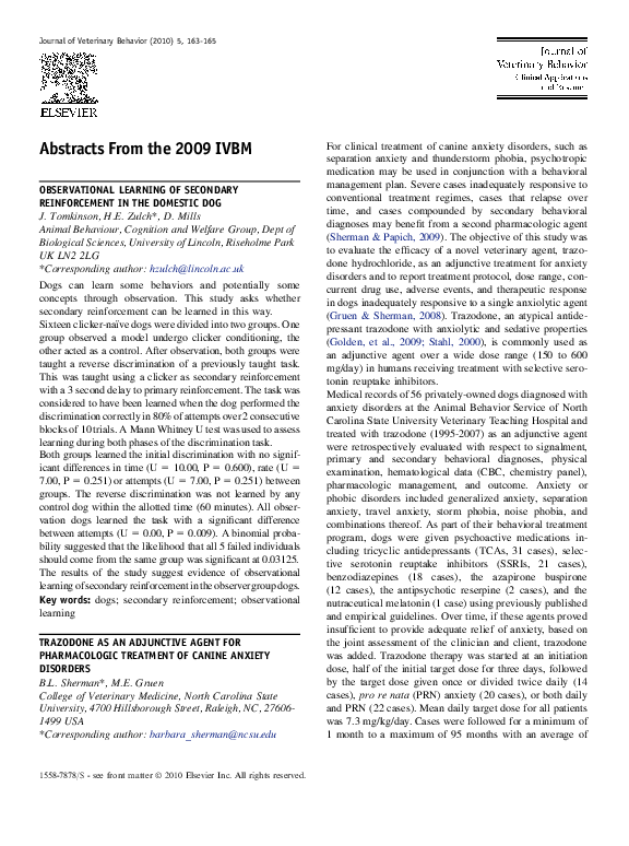 (PDF) Observational learning of secondary reinforcement in the domestic dog