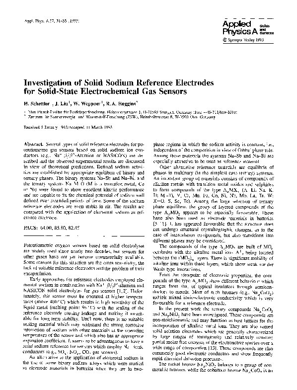 (PDF) Investigation of solid sodium reference electrodes for solid ...