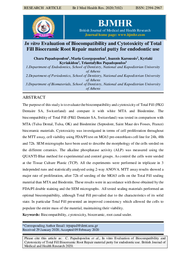 (PDF) In vitro evaluation of biocompatibility and cytotoxicity of Total ...