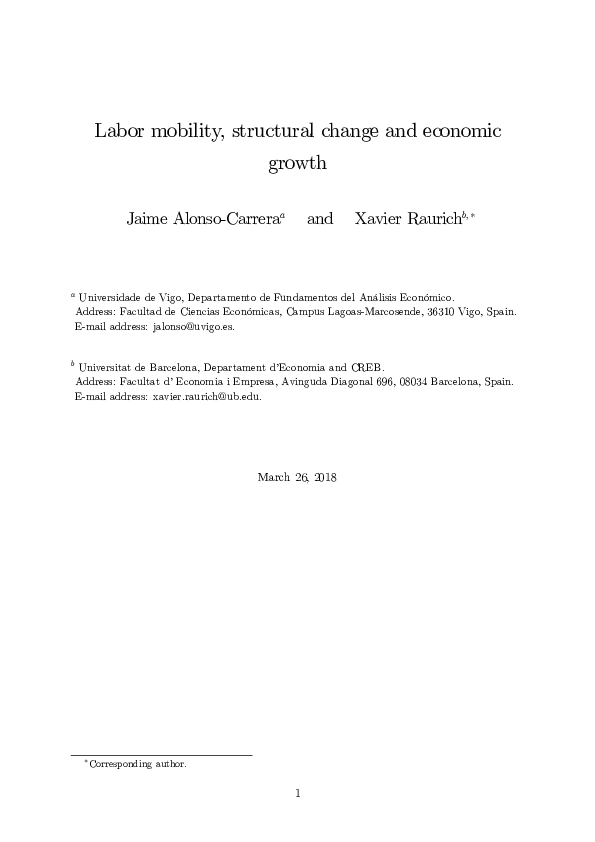 (PDF) Labor mobility, structural change and economic growth