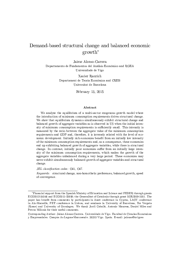 (PDF) Demand-based structural change and balanced economic growth