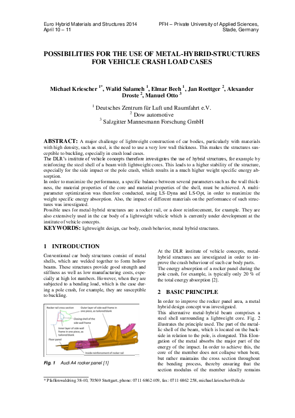 (PDF) Possibilities for the Use of Metal-Hybrid-Structures for Vehicle ...
