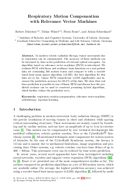 (PDF) Respiratory Motion Compensation with Relevance Vector Machines