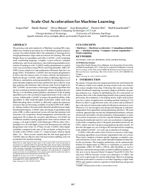 (PDF) Scale-out acceleration for machine learning