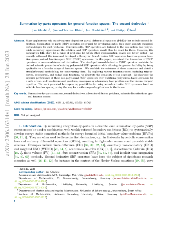 Pdf Summation By Parts Operators For General Function Spaces The Second Derivative