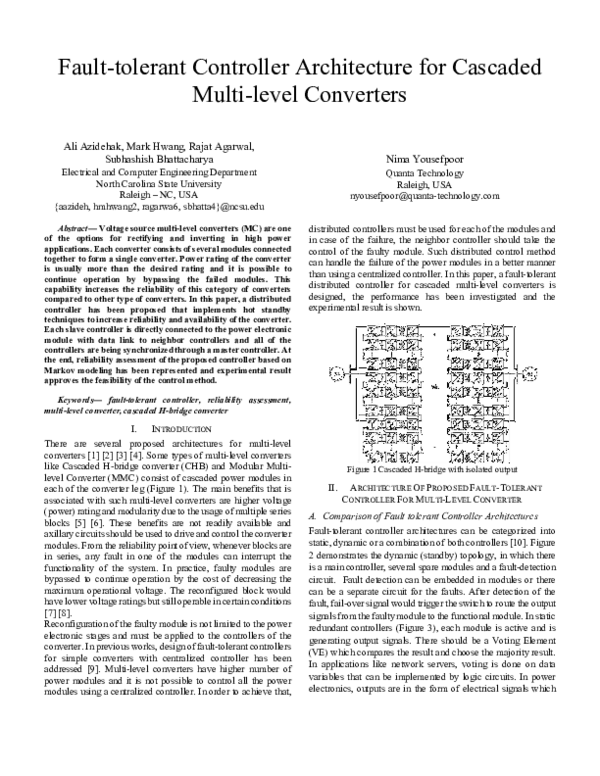 (PDF) Fault-tolerant controller architecture for cascaded multi-level converters