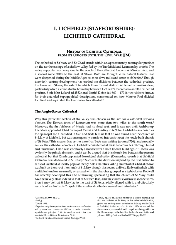 (PDF) 'An Architectural History of Lichfield Cathedral from its Origins ...