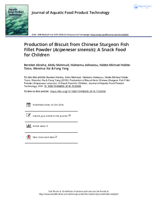 (PDF) Production of Biscuit from Chinese Sturgeon Fish Fillet Powder ...