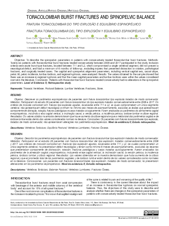 (PDF) Toracolombar Burst Fractures and Spinopelvic Balance