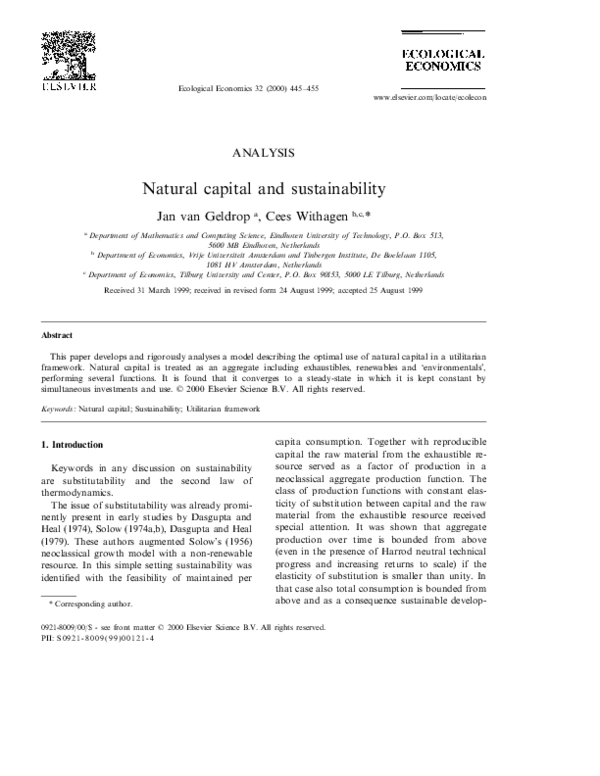 (PDF) Natural capital and sustainability