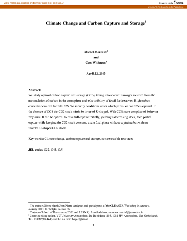 (PDF) Climate Change and Carbon Capture and Storage