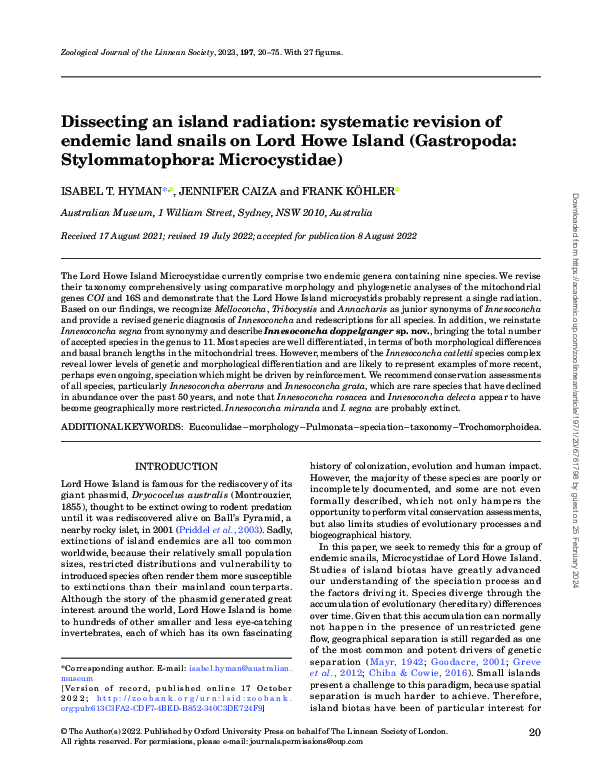 (PDF) Dissecting an island radiation: systematic revision of endemic ...