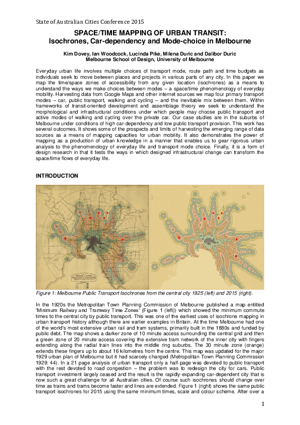 (PDF) Space/Time Mapping of Urban Transit: Isochrones, Car-dependency ...