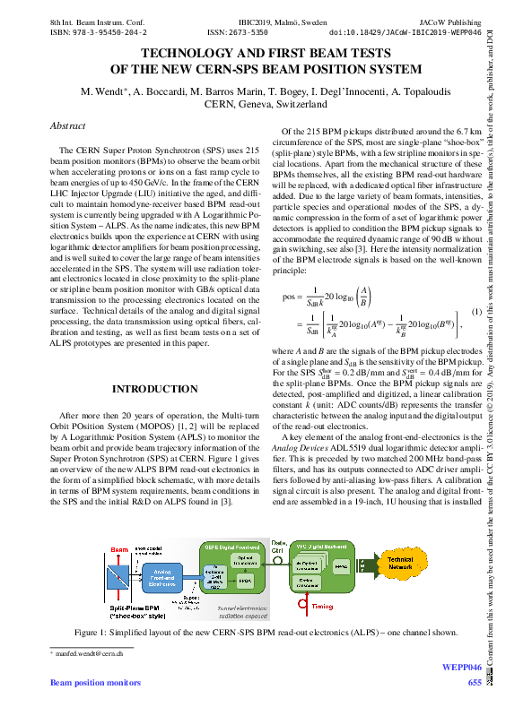 (PDF) Technology and First Beam Tests of the New CERN-SPS Beam Position ...