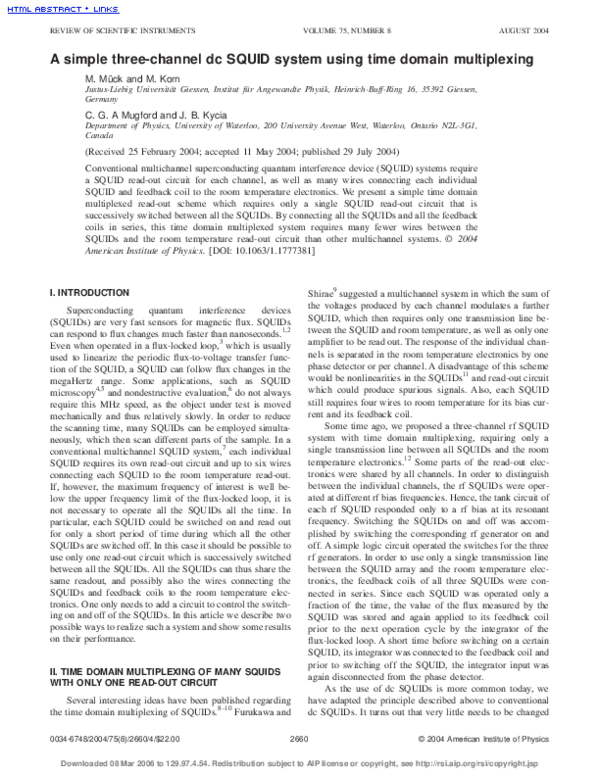 (PDF) A simple three-channel dc SQUID system using time domain multiplexing