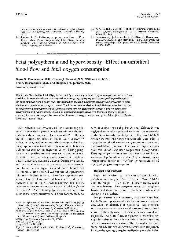 (PDF) Fetal polycythemia and hyperviscosity: Effect on umbilical blood ...