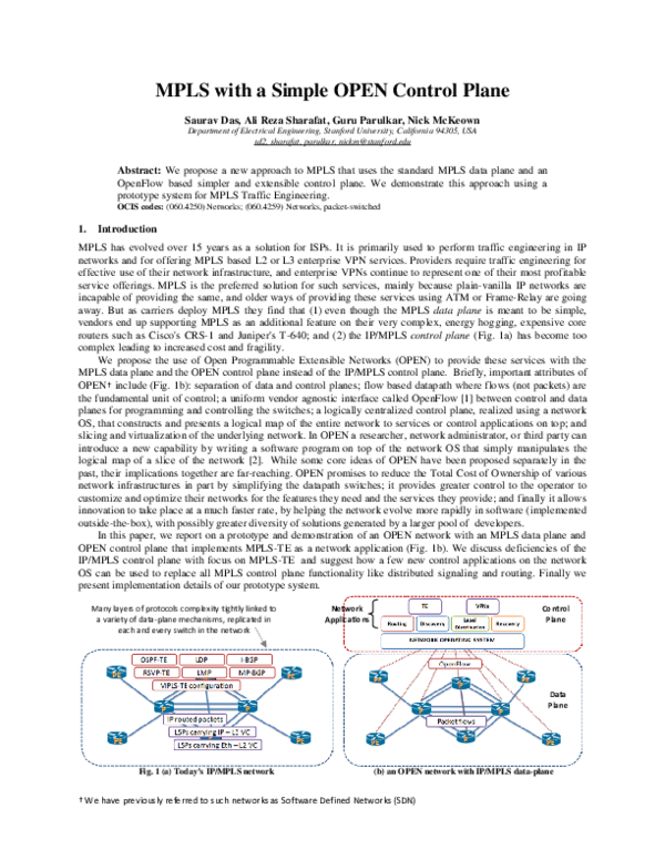 (PDF) MPLS with a Simple OPEN Control Plane