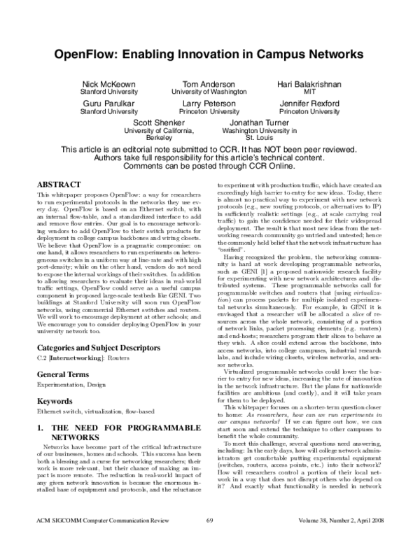 (PDF) OpenFlow