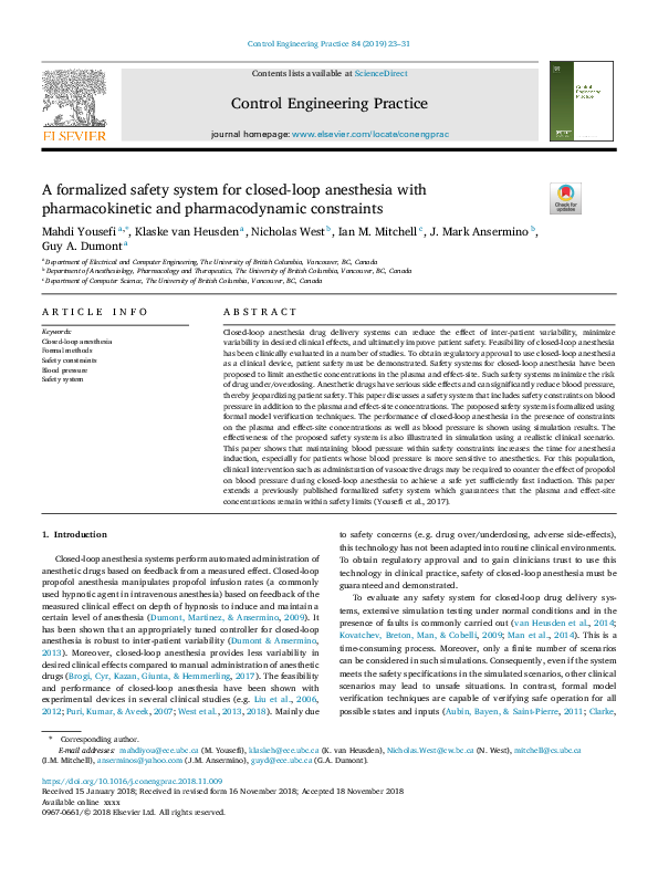 (PDF) A formalized safety system for closed-loop anesthesia with ...