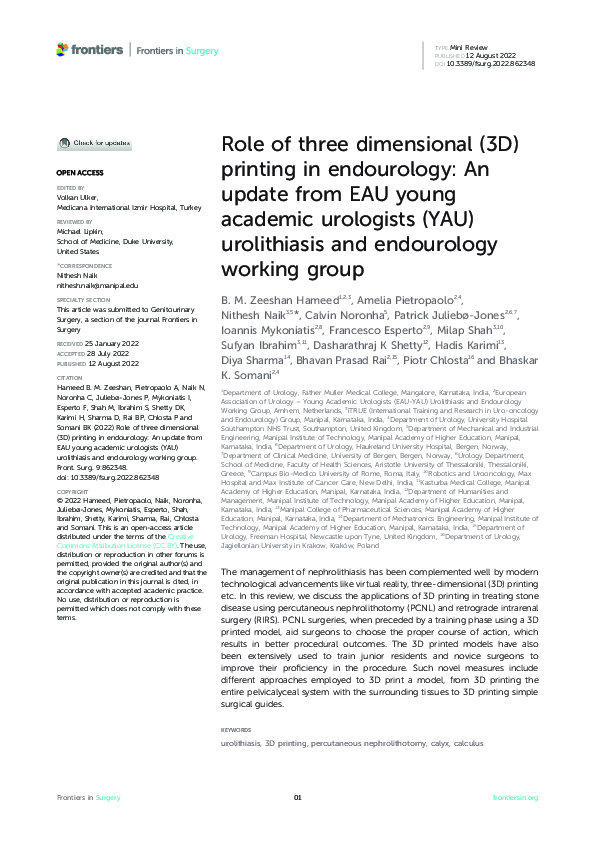 (PDF) Role of three dimensional (3D) printing in endourology: An update from EAU young academic ...