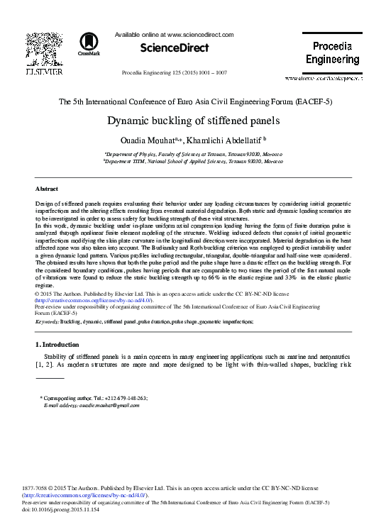 (PDF) Dynamic Buckling of Stiffened Panels