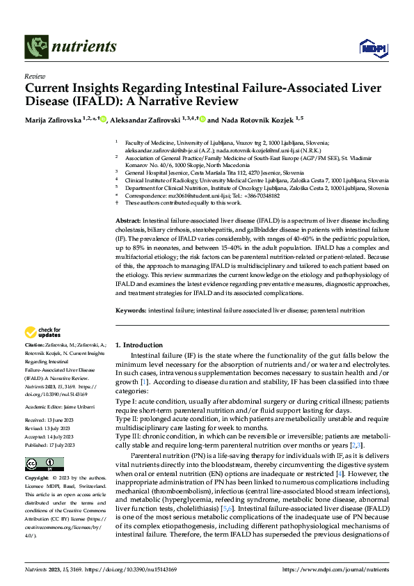 (PDF) Current Insights Regarding Intestinal Failure-Associated Liver ...