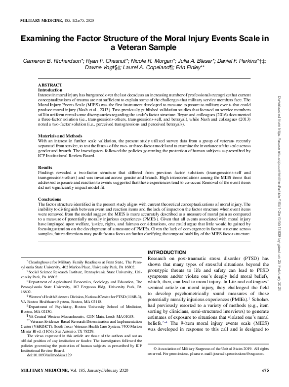 (PDF) Examining the Factor Structure of the Moral Injury Events Scale ...